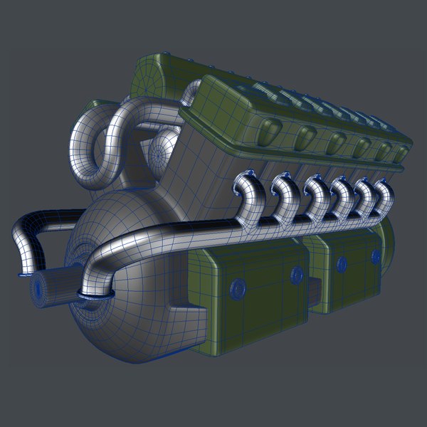 abstract v12 engine 3d obj