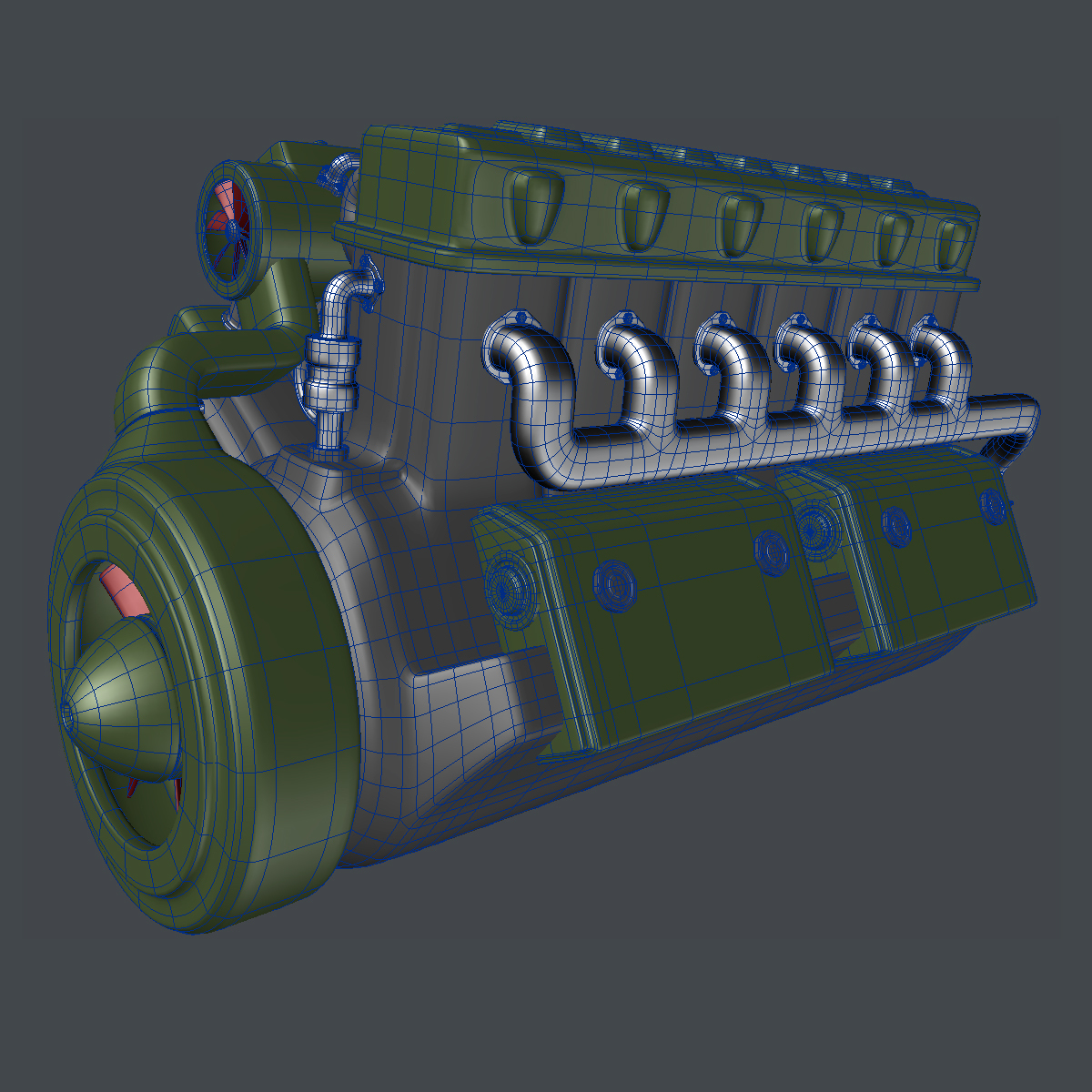 abstract v12 engine 3d obj