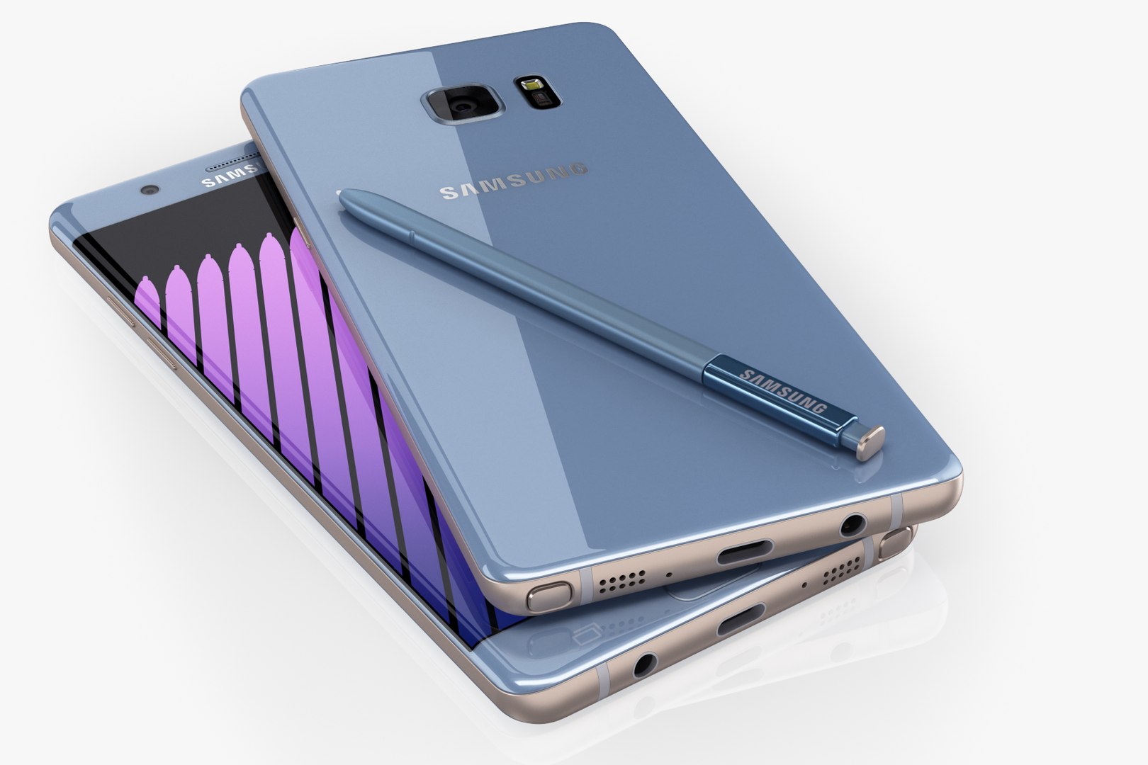 3d samsung galaxy note7 blue model