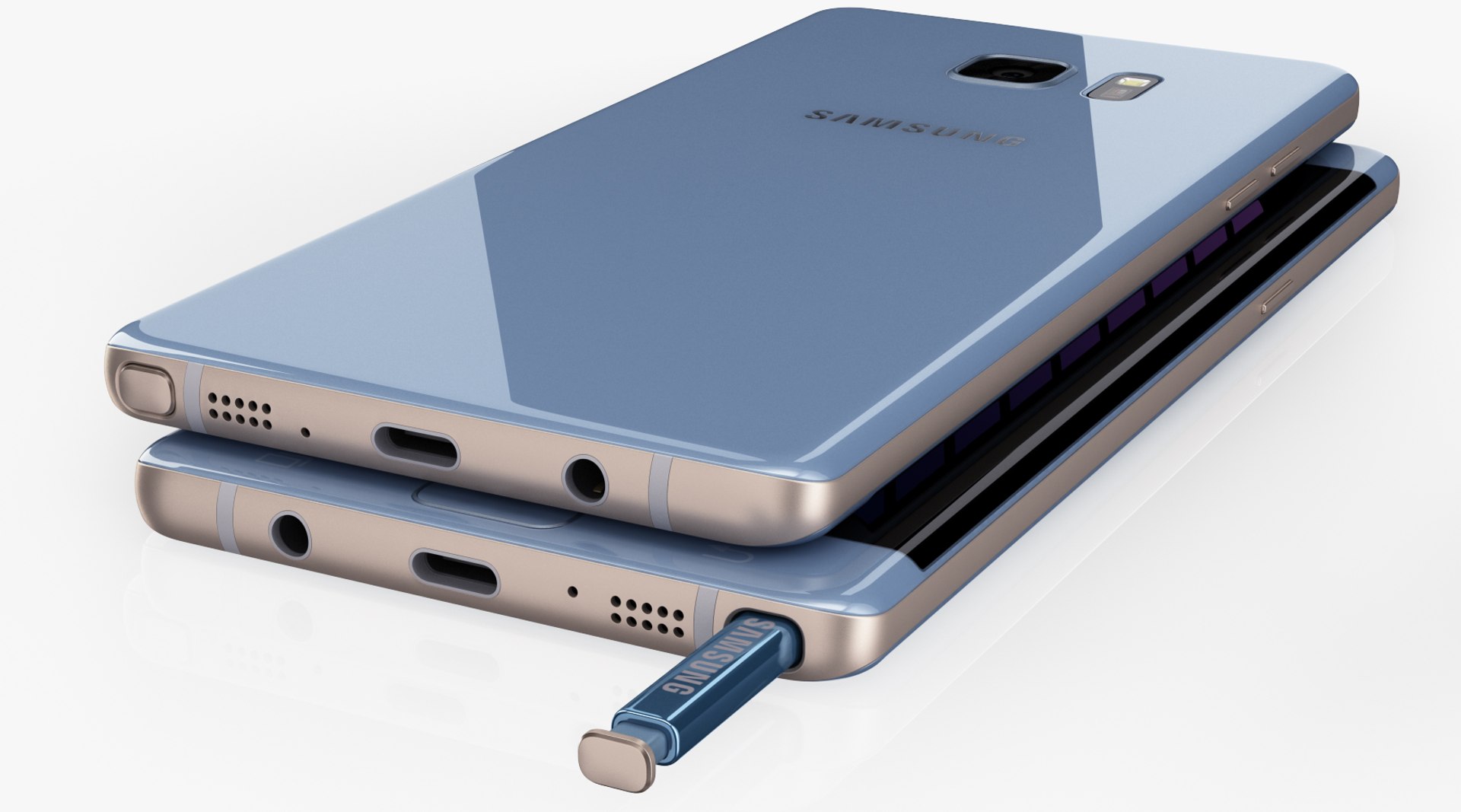 3d samsung galaxy note7 blue model