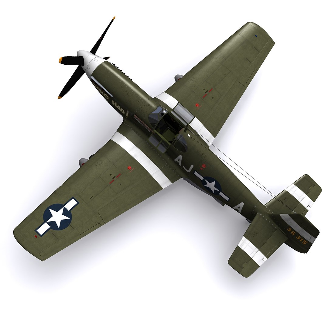3d model of p-51 fighter p-51b lt