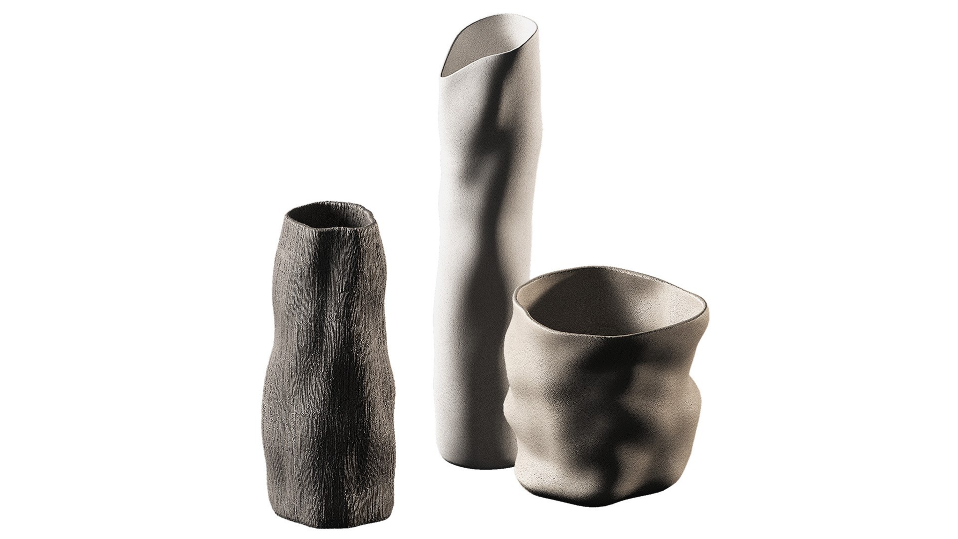 3D Model Folded Relief Vases And Pots Wavy Minimal Decor - TurboSquid ...