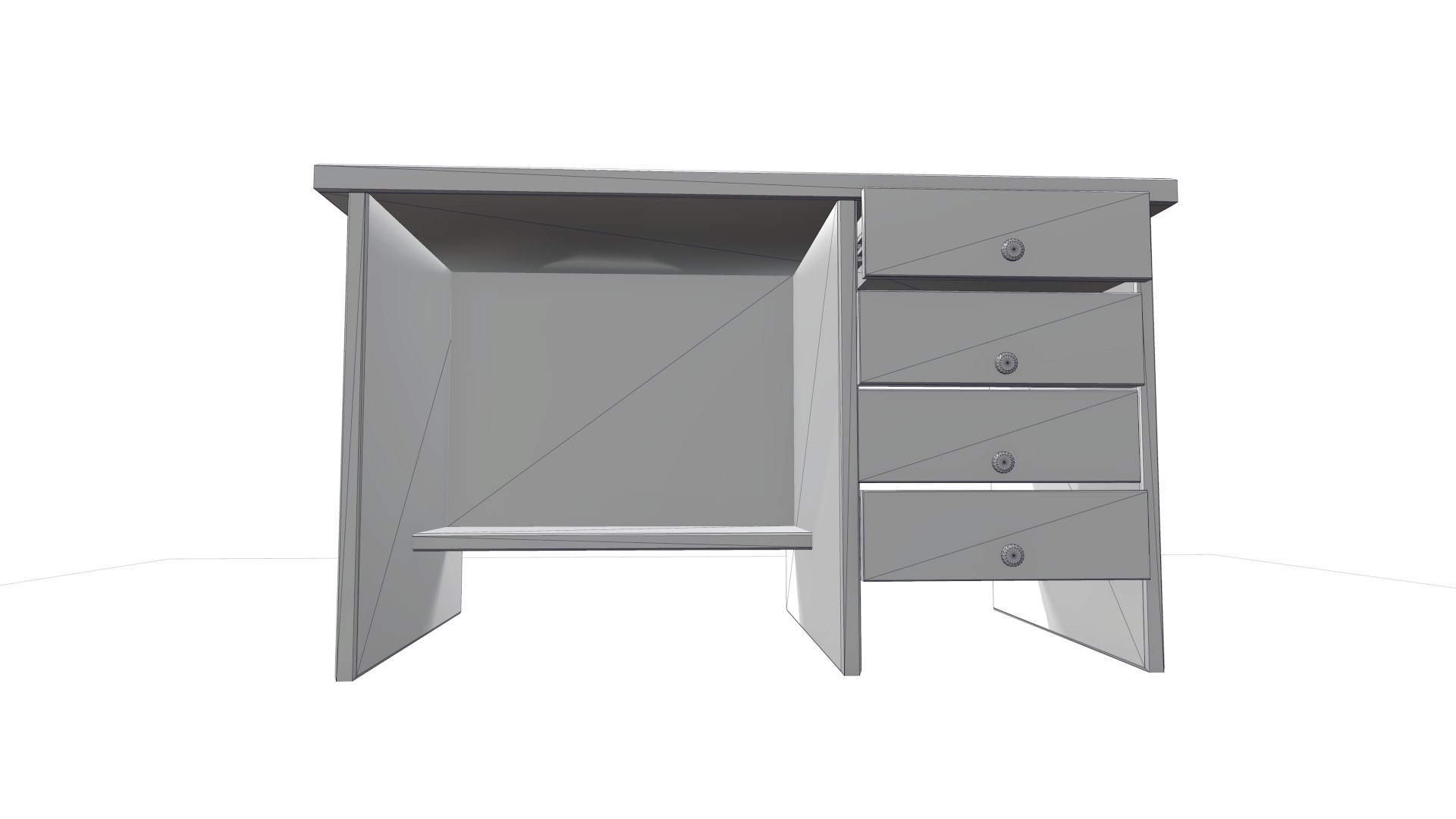 3D Wooden Old Damaged Varnished Computer Table Red Laquired Da1 ...