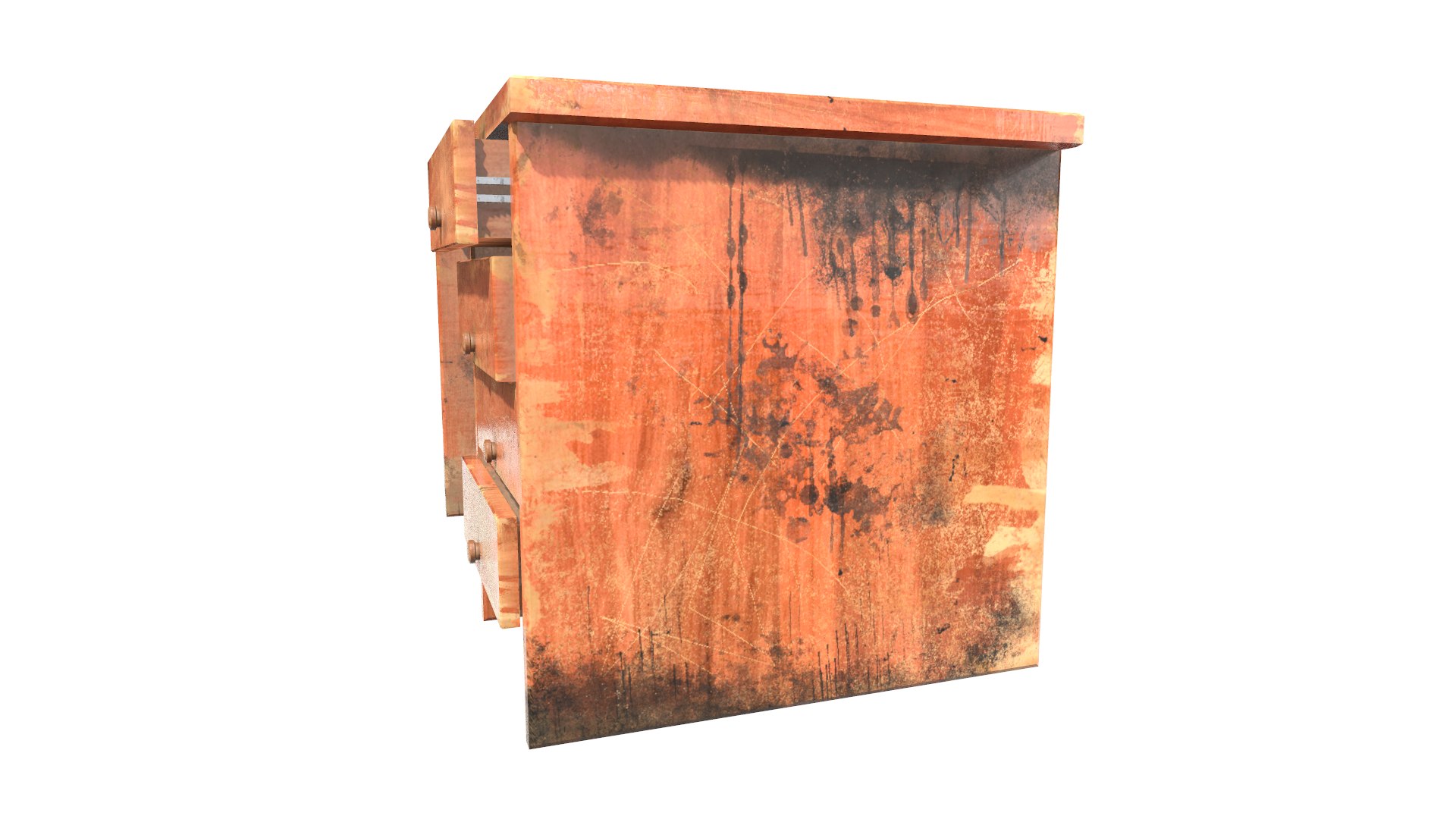 3D Wooden Old Damaged Varnished Computer Table Red Laquired Da1 ...