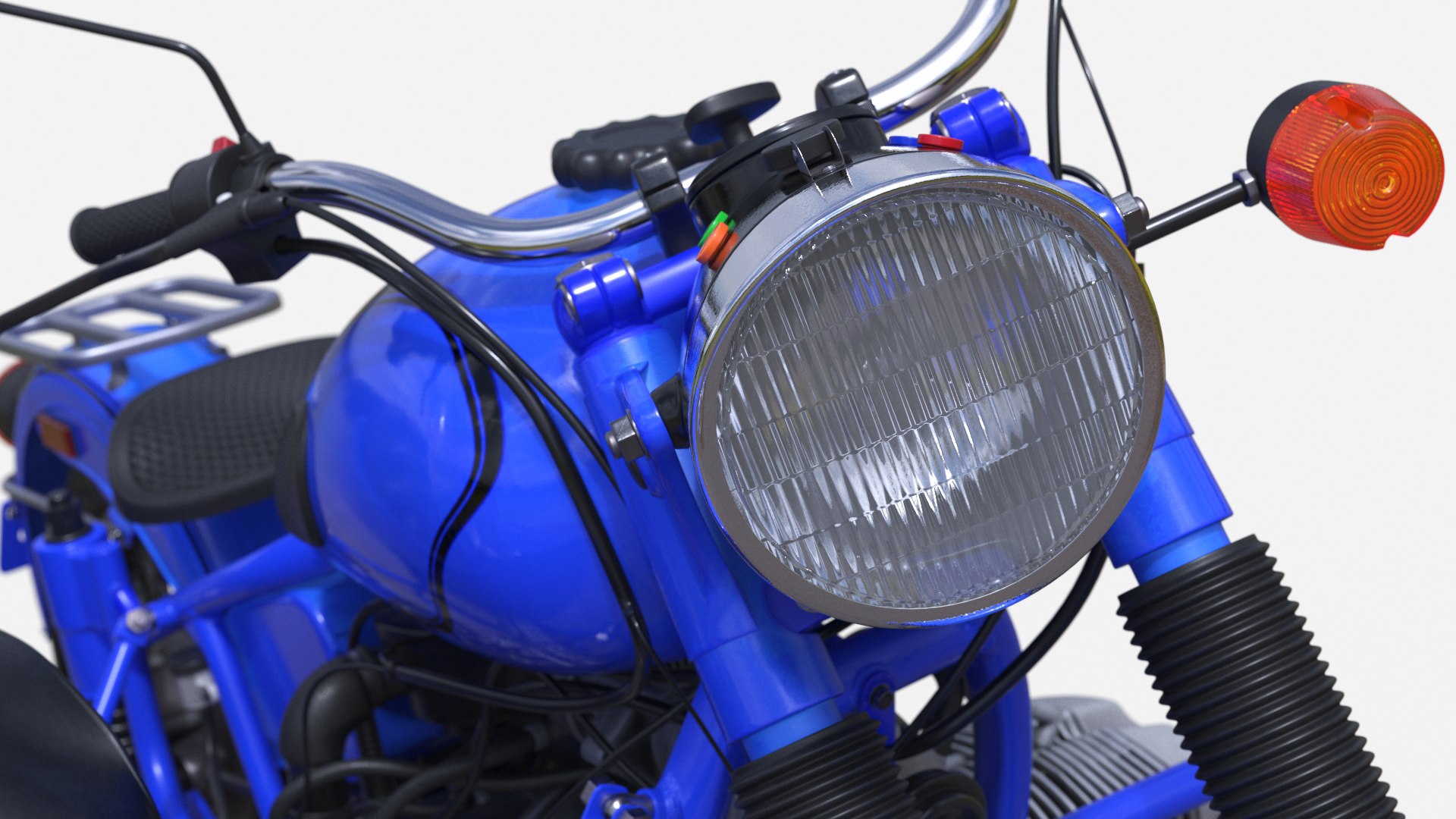 3D Model Retro Classic Blue Motorcycle With Sidecar Rigged - TurboSquid ...