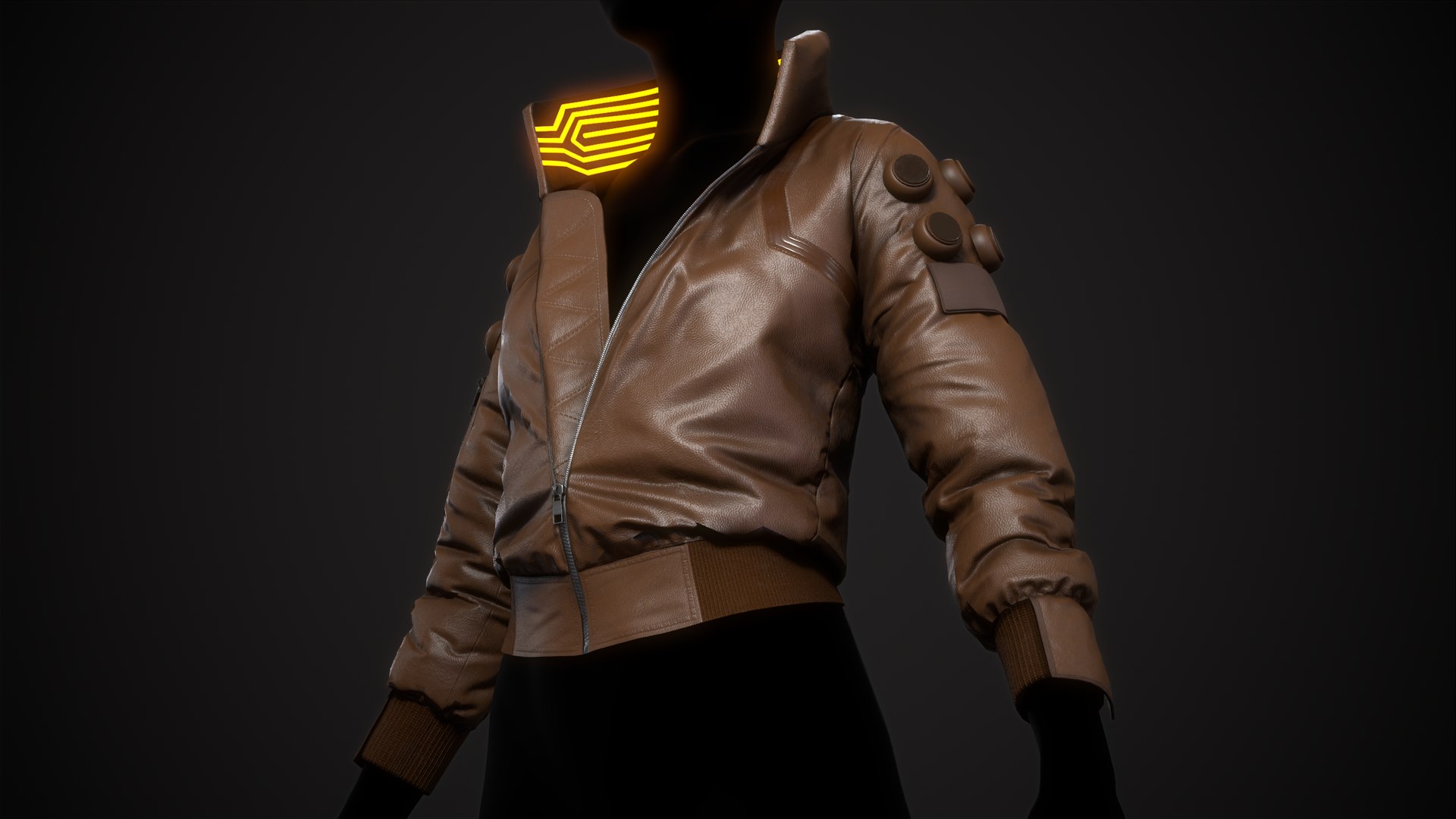 3D Cyberpunk Brown Jacket Model - TurboSquid 1890909