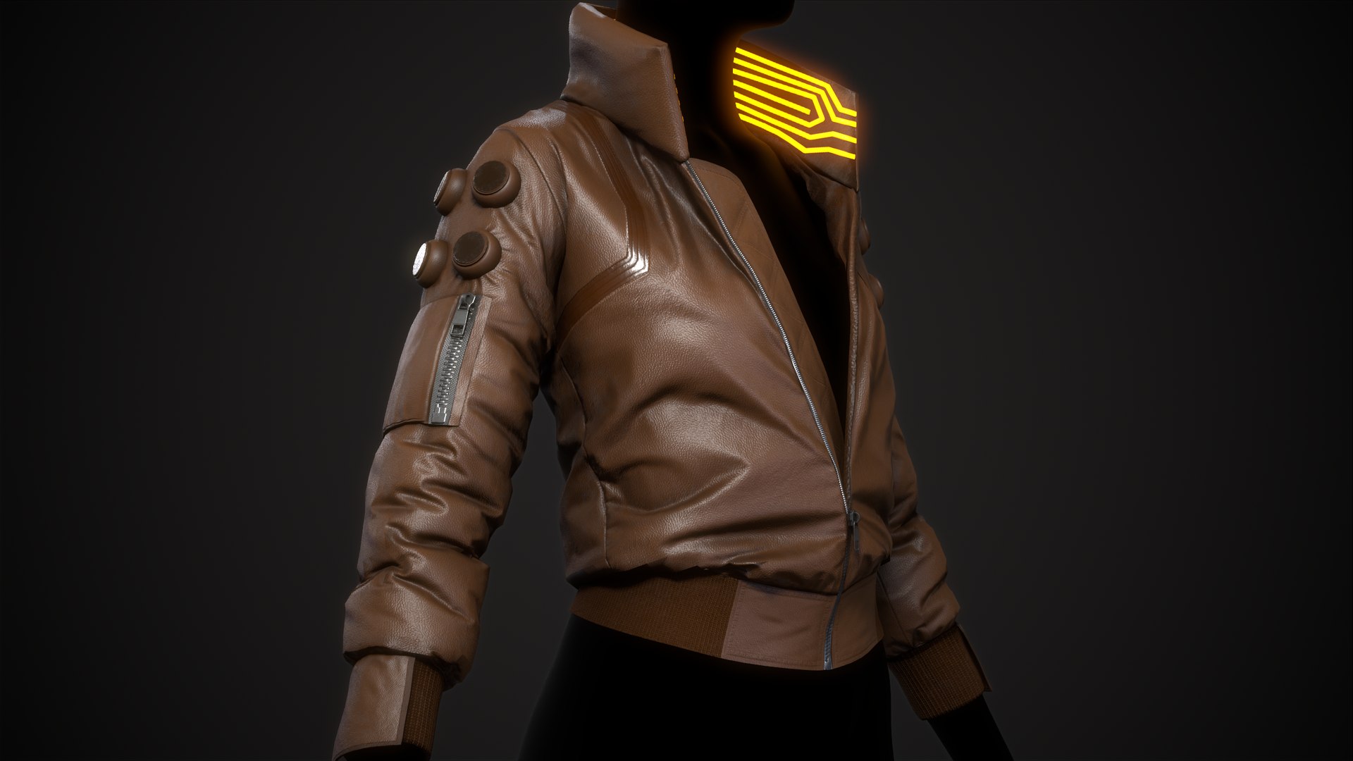 3D Cyberpunk Brown Jacket Model - TurboSquid 1890909