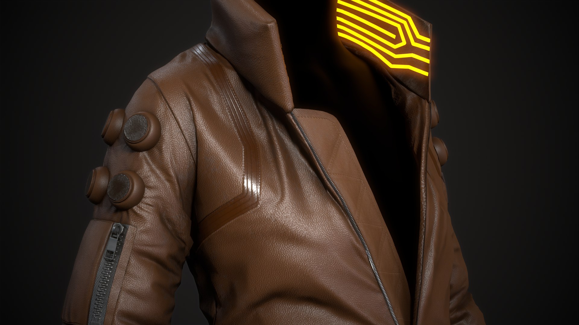 3D Cyberpunk Brown Jacket Model - TurboSquid 1890909