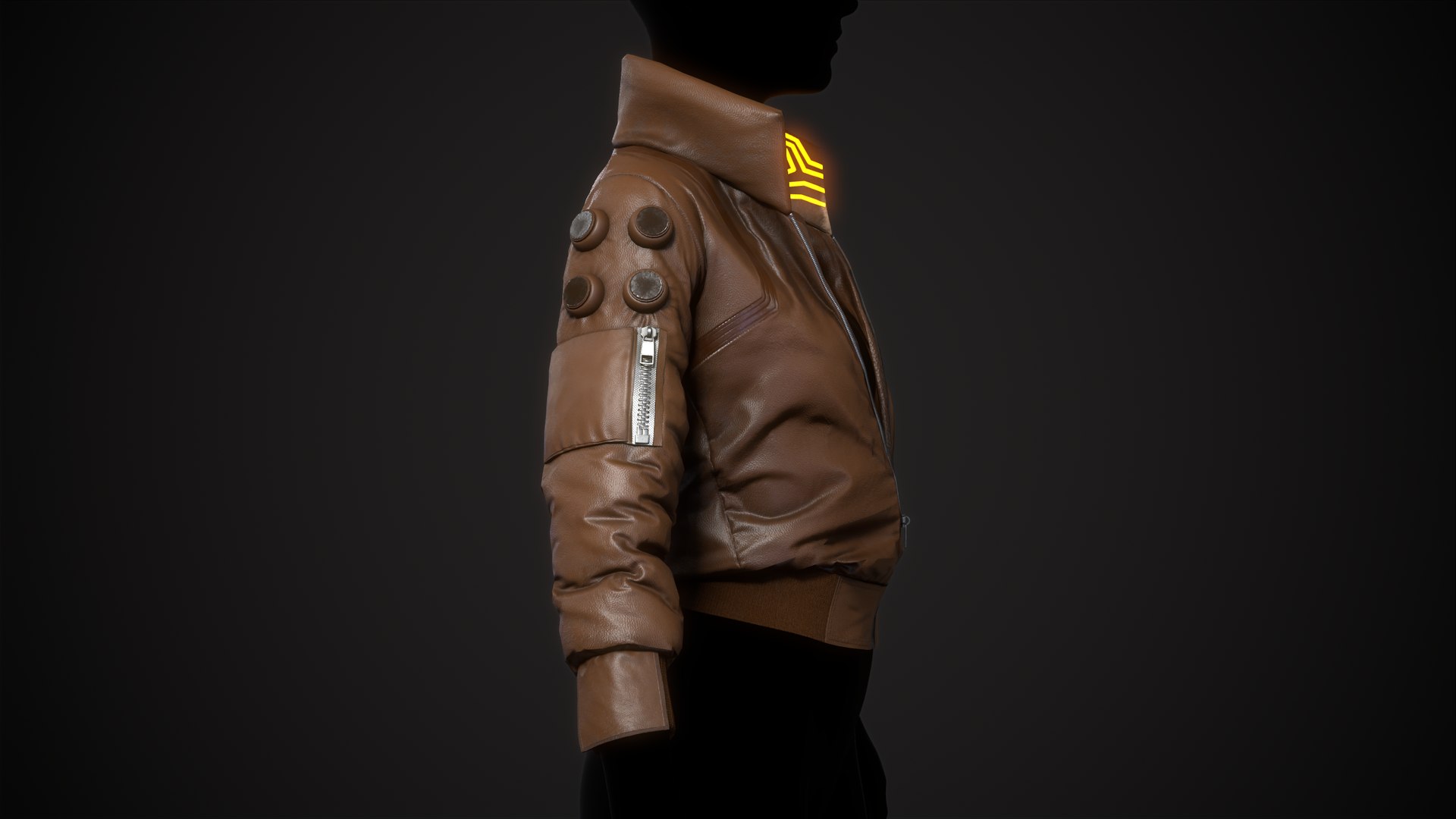 3D Cyberpunk Brown Jacket Model - TurboSquid 1890909