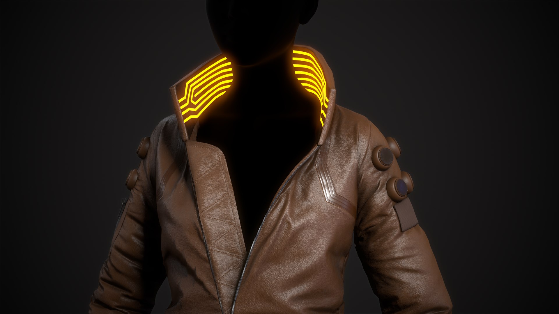 3D Cyberpunk Brown Jacket Model - TurboSquid 1890909