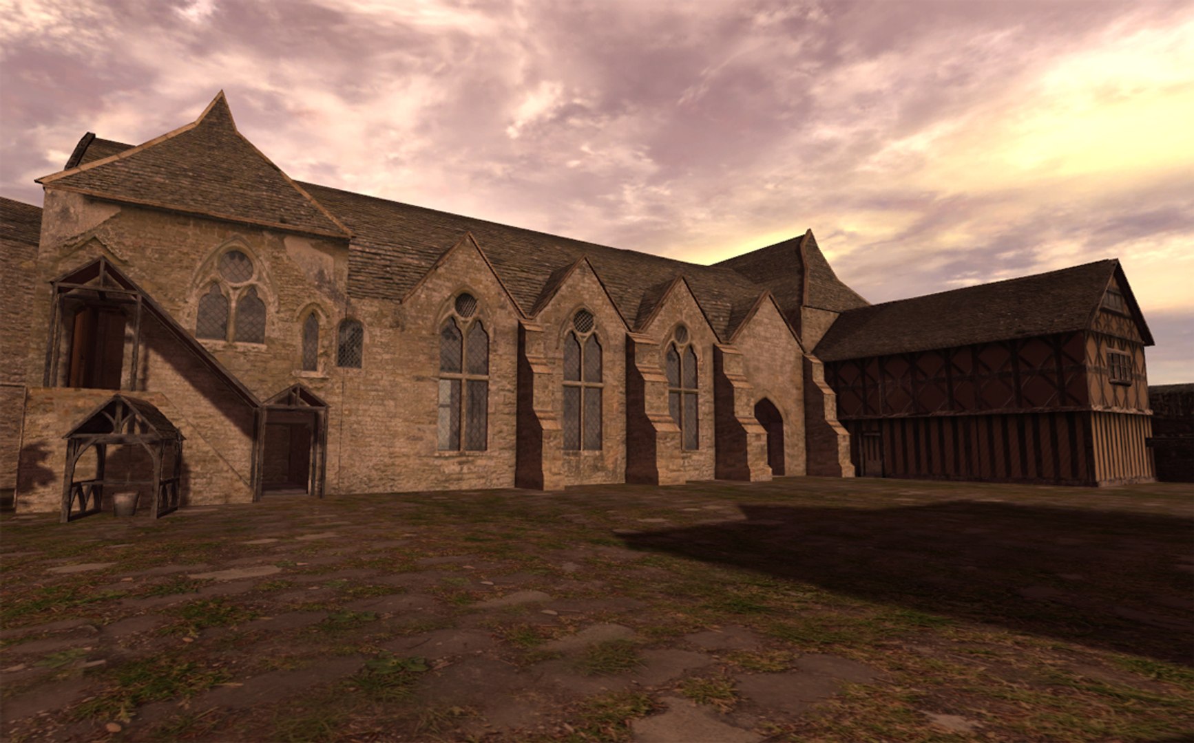 Medieval Fortified Manor House 3d Model