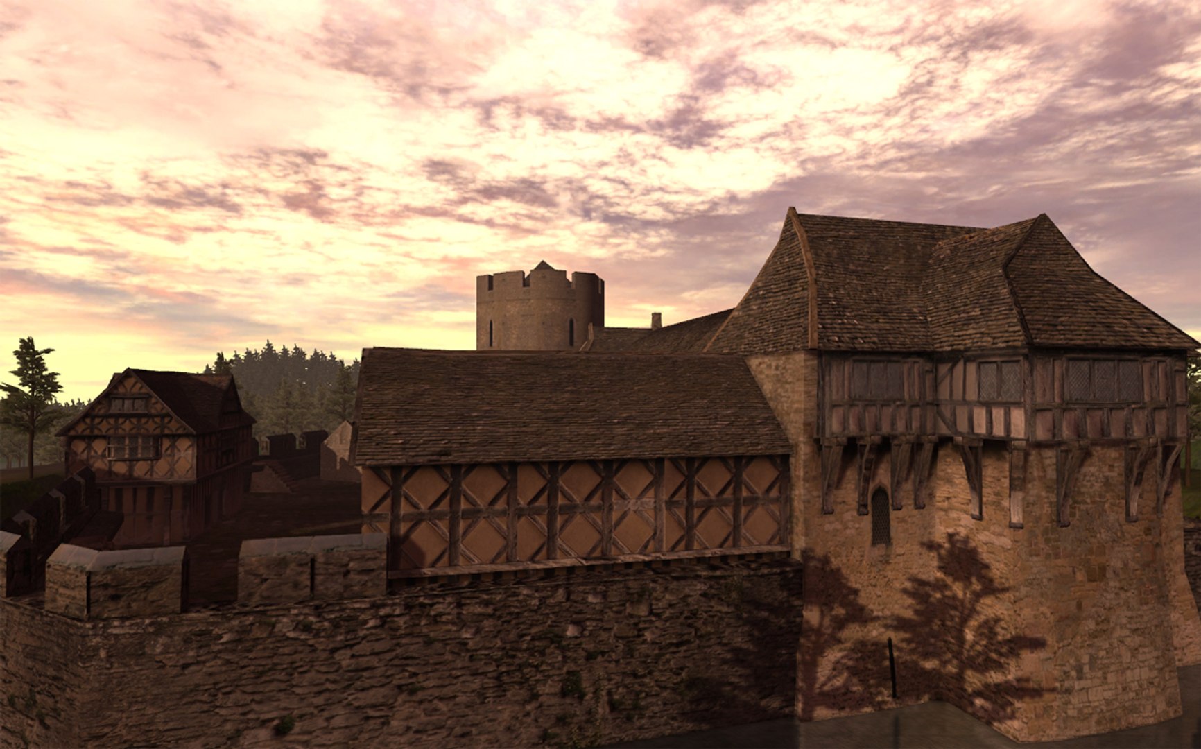 Medieval Fortified Manor House 3d Model