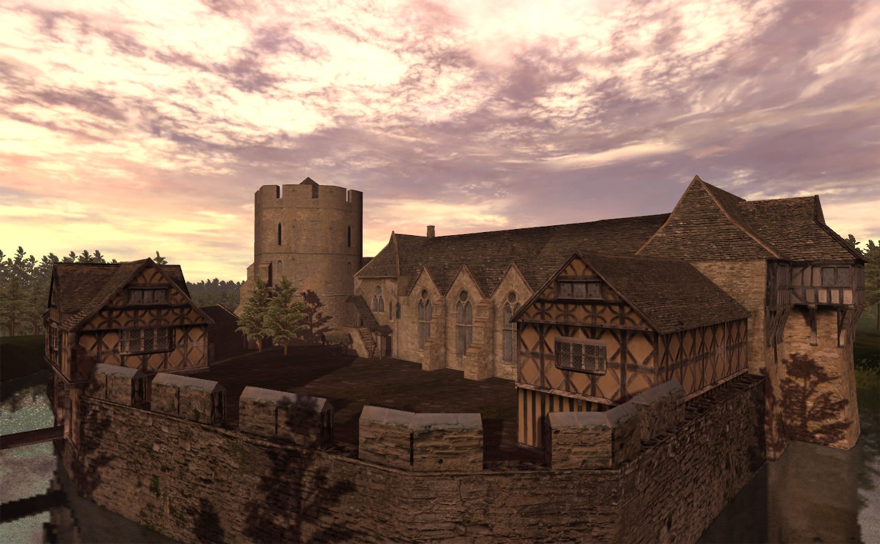 Medieval Fortified Manor House 3d Model