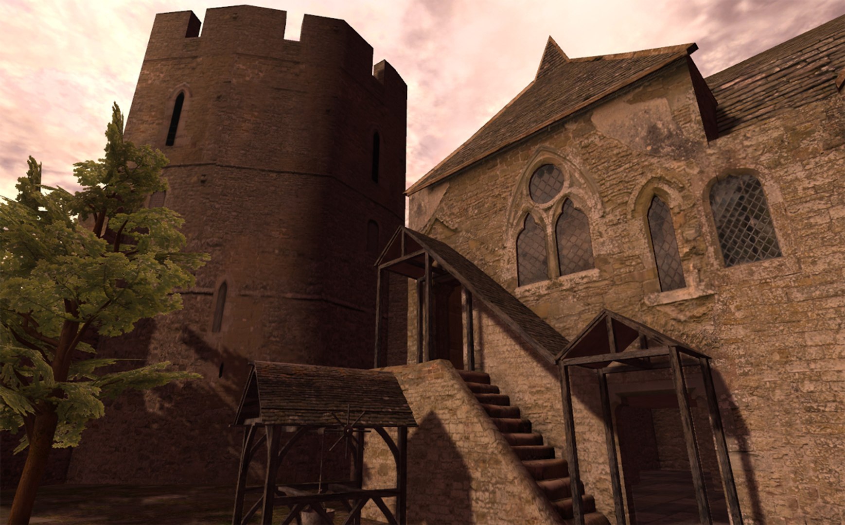 Medieval Fortified Manor House 3d Model