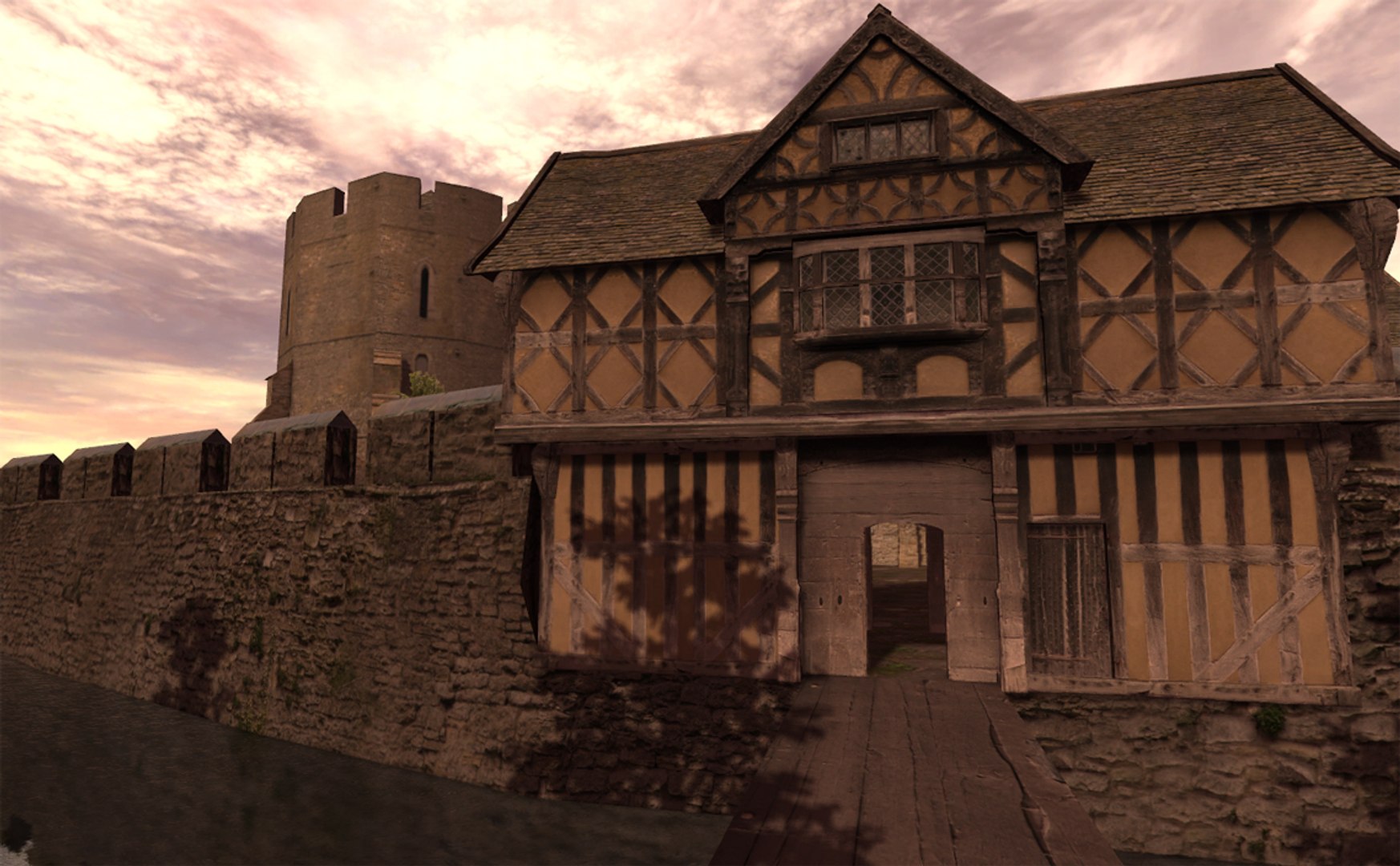 Medieval Fortified Manor House 3d Model