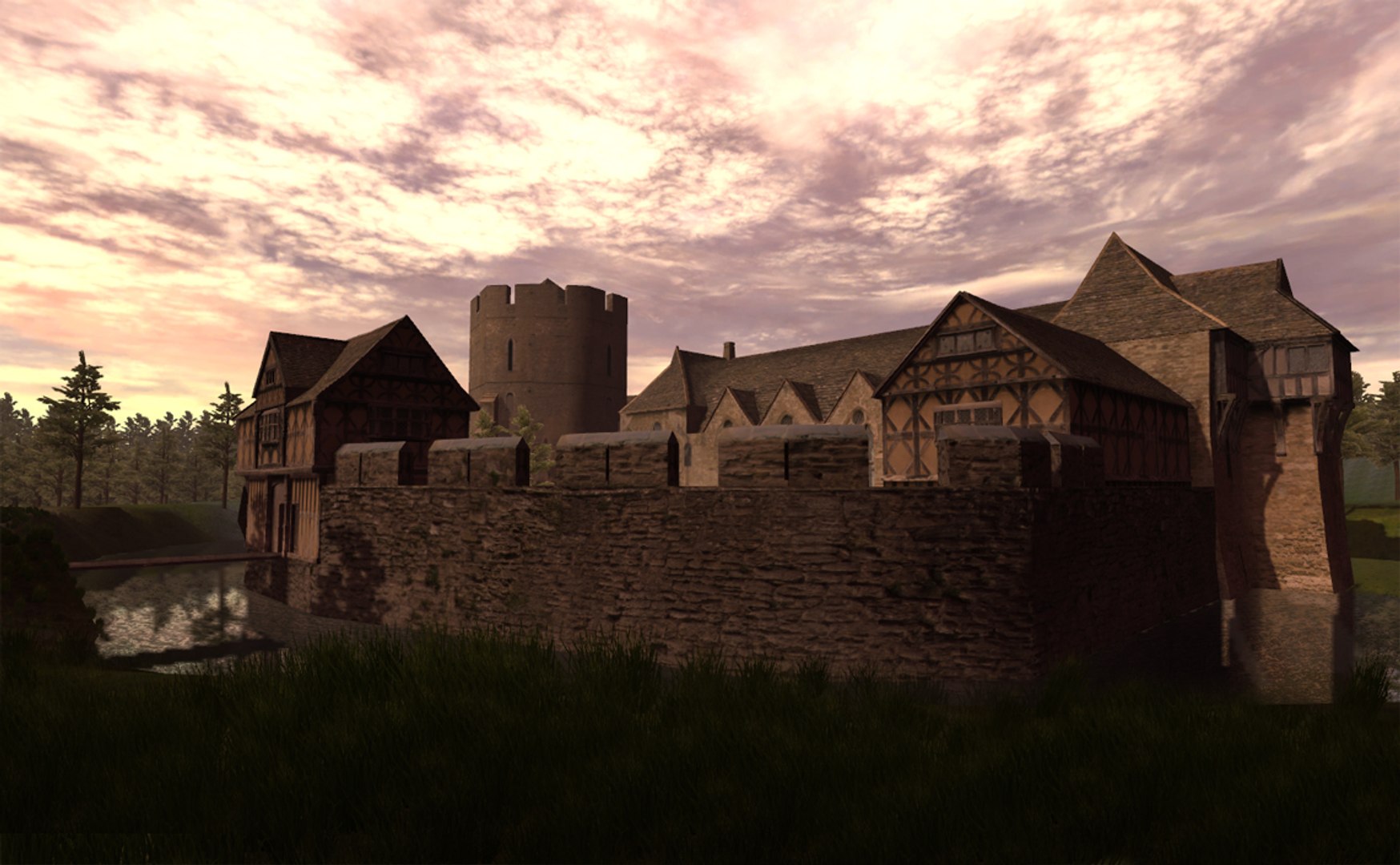 Medieval Fortified Manor House 3d Model