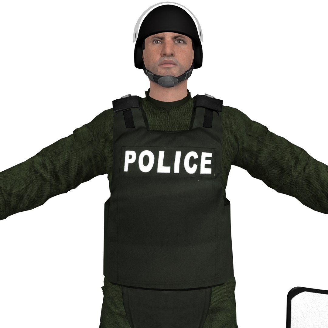 3d Model Rigged Riot Police Officer