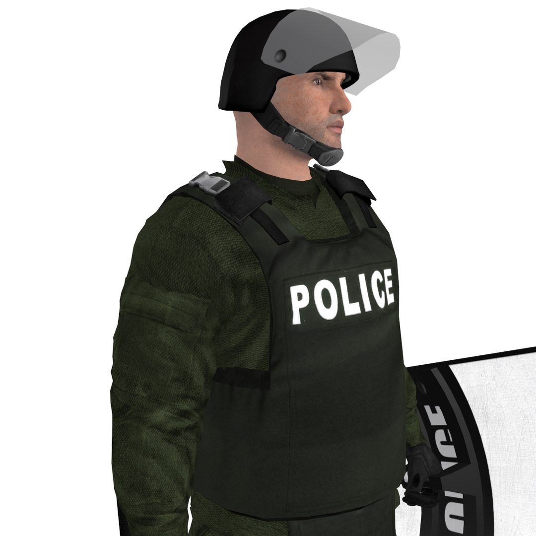3d Model Rigged Riot Police Officer