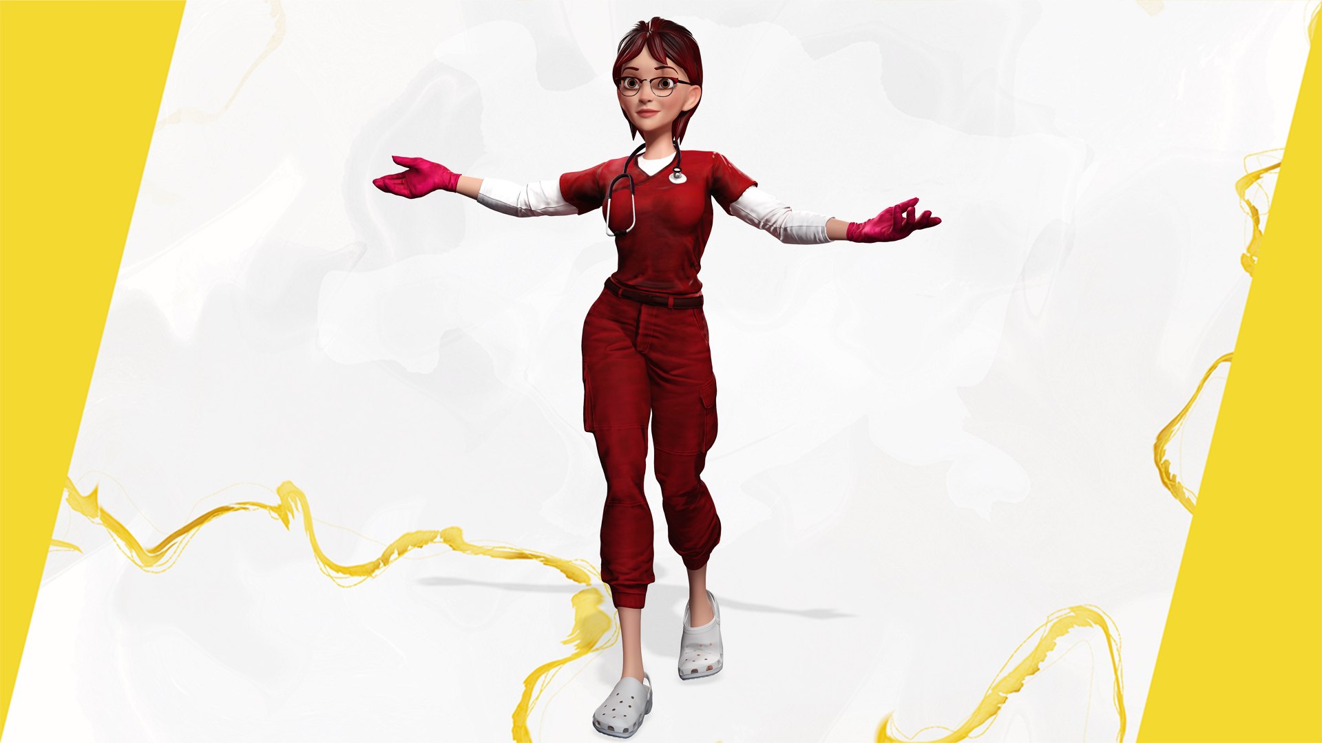 Free Red Scrubs Cartoon Doctor Fully Rigged Healthcare Worker Model ...