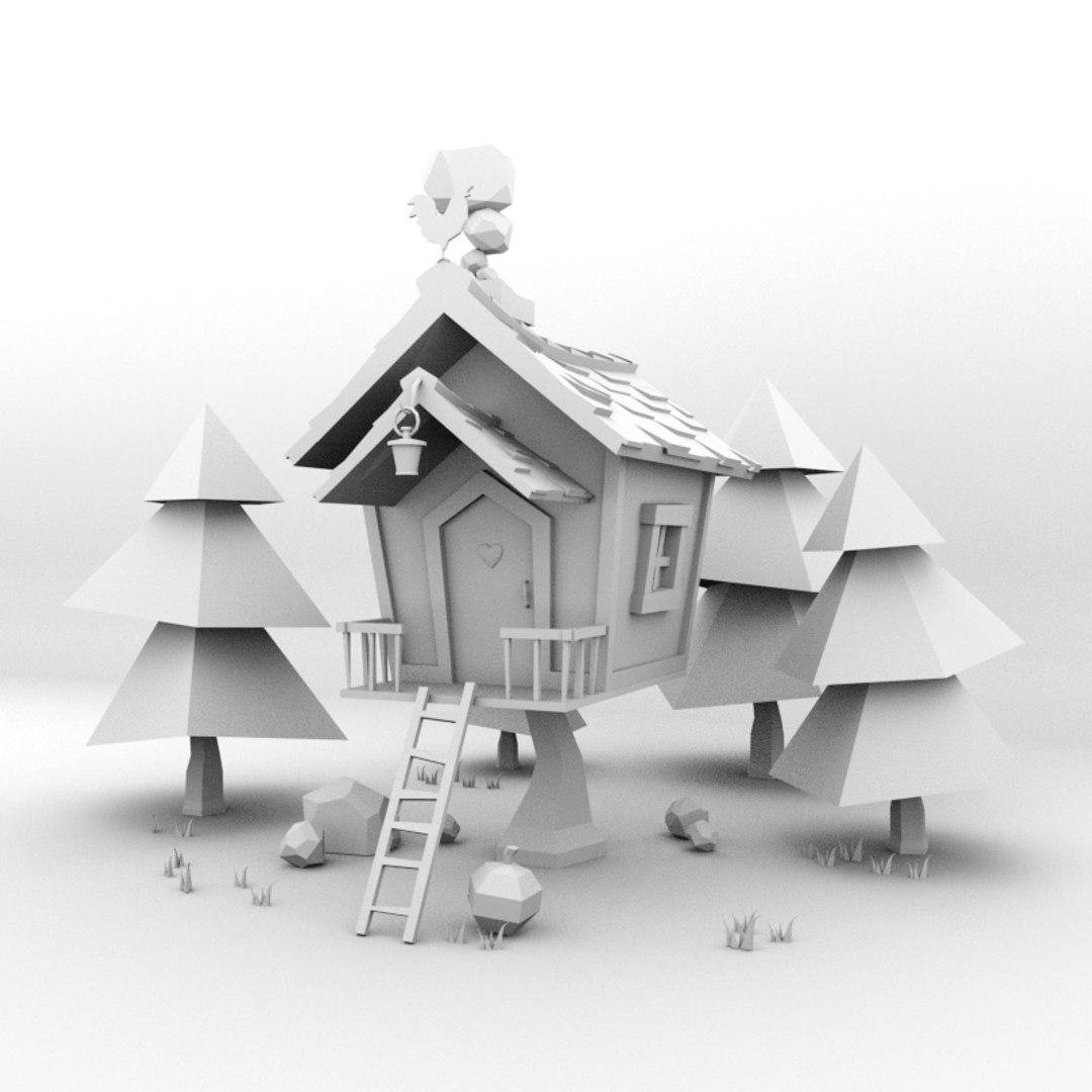 Scenerio House Trees 3d 3ds