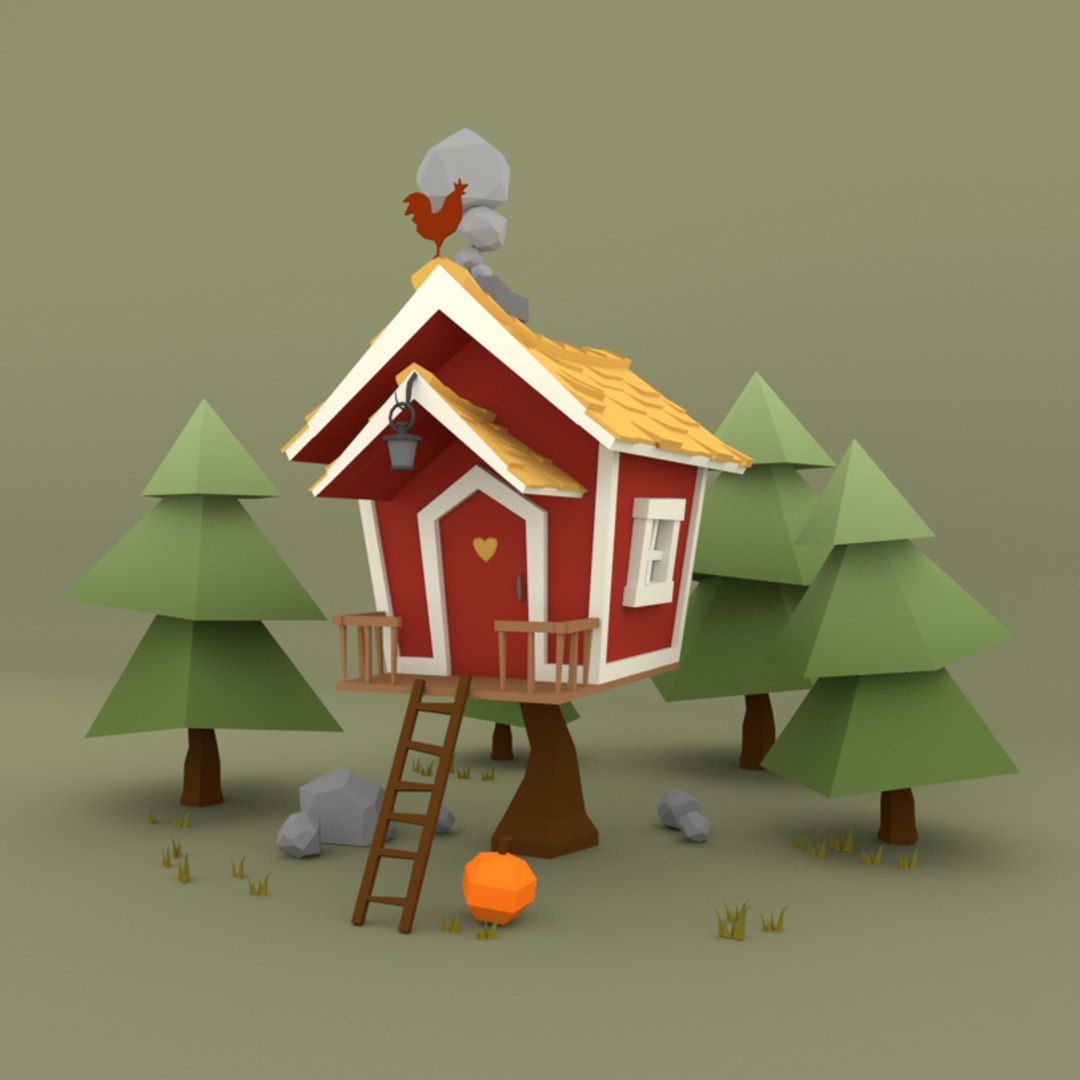 Scenerio House Trees 3d 3ds