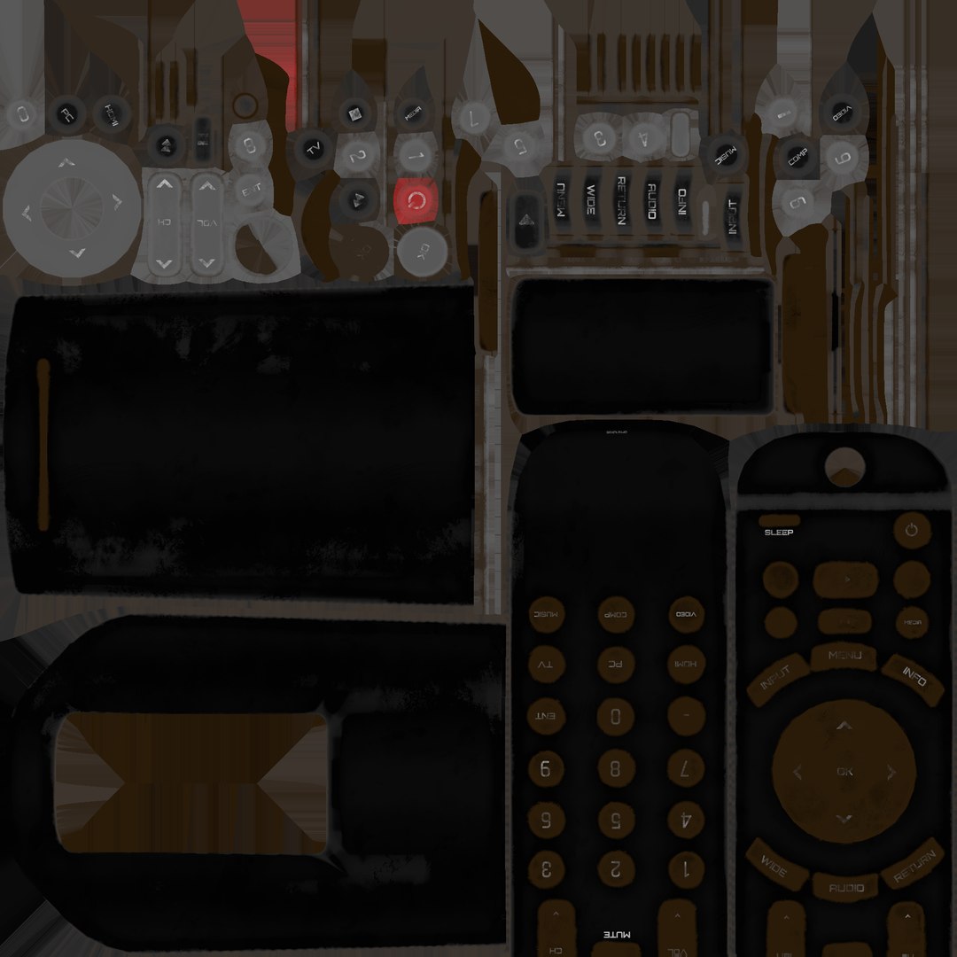 3D Large TV Remote with Distressed Version 4K - TurboSquid 1971933