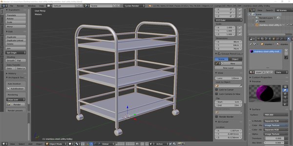 Stainless steel utility trolley 3D model - TurboSquid 1759471