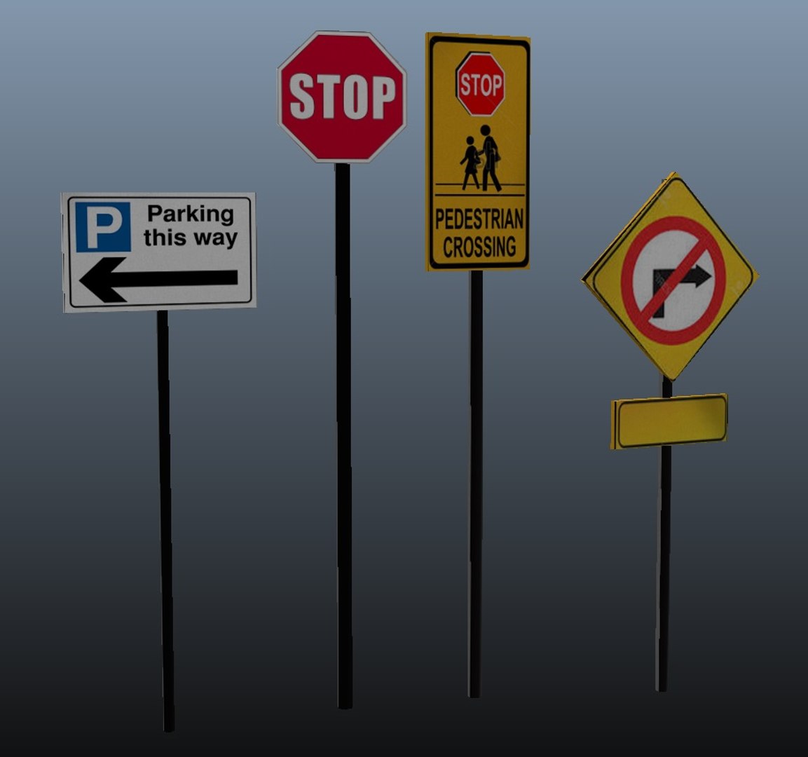 3d parking road sign model