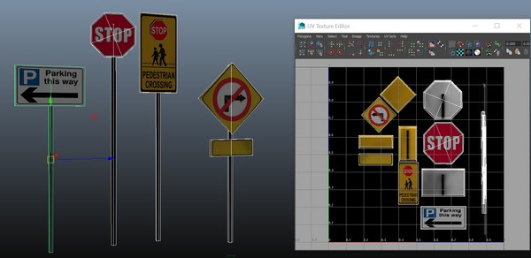 3d parking road sign model