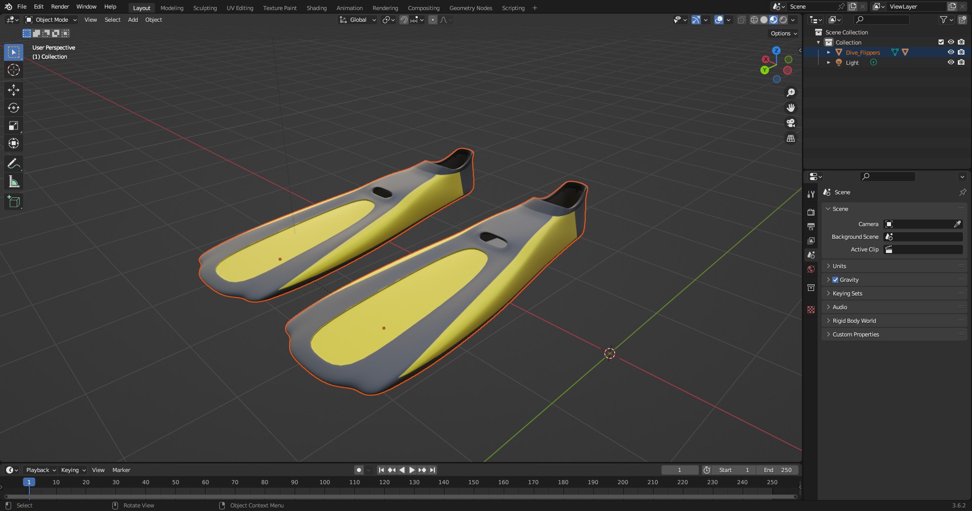 Dive Flippers Yellow 3D Model - TurboSquid 2150989