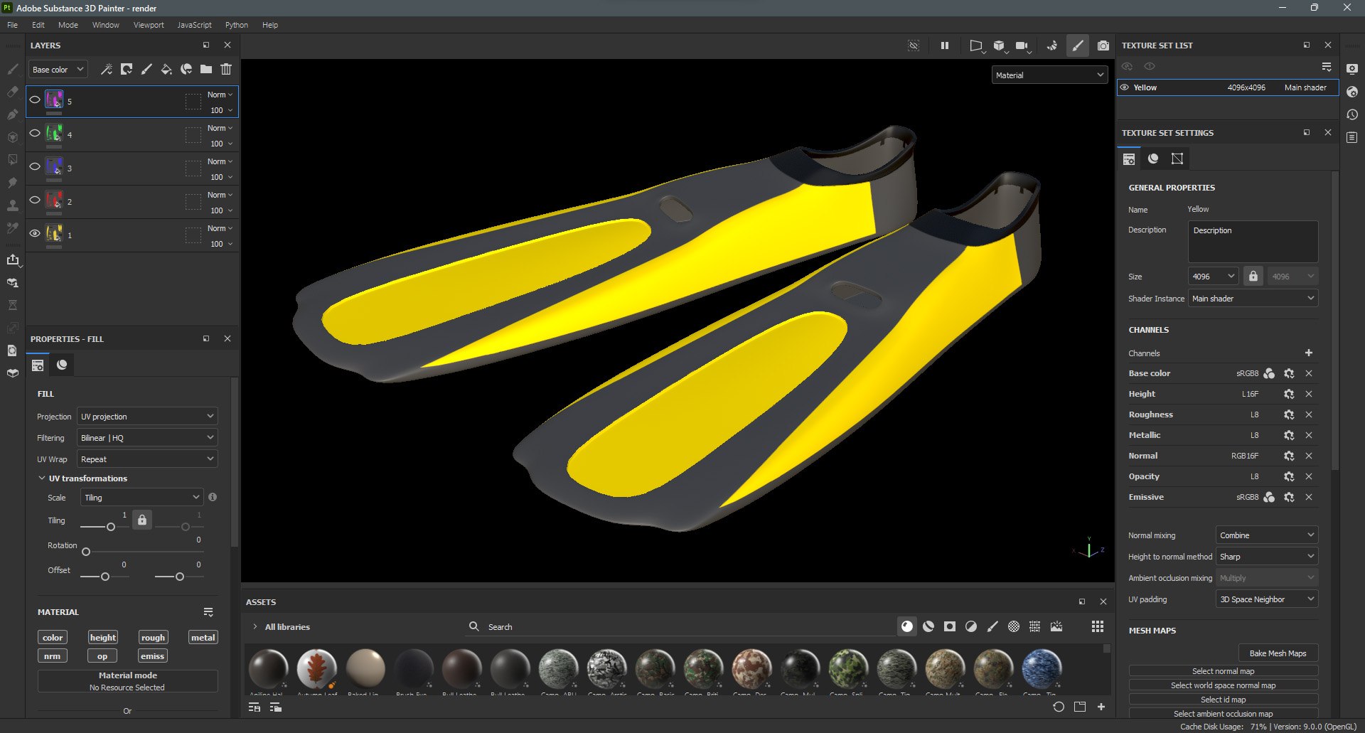 Dive Flippers Yellow 3D Model - TurboSquid 2150989
