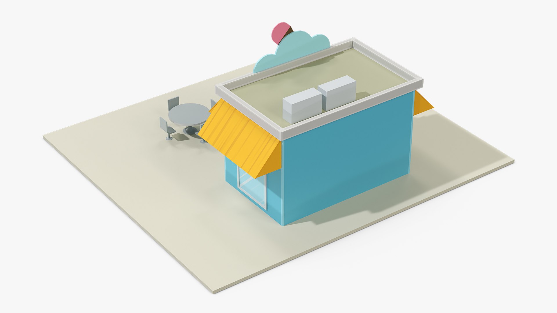 3D Cartoon Cafe Building Model - TurboSquid 2418953