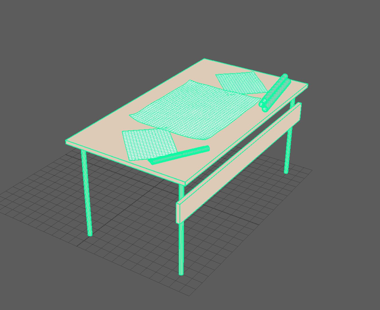 Paper Office Table Desk Model - TurboSquid 1441219