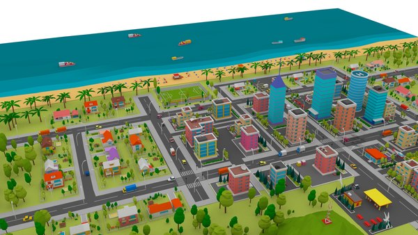 modelo 3d Modelo de entorno de ciudad de dibujos animados - TurboSquid ...