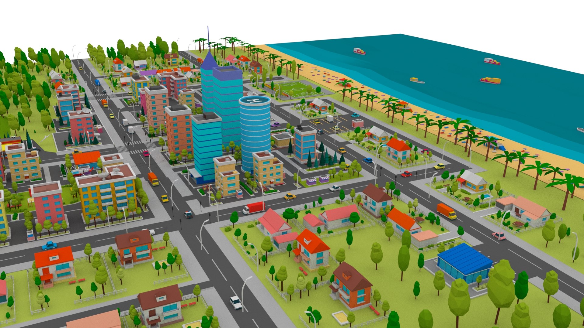 Cartoon City Environment Model Model - TurboSquid 2235285