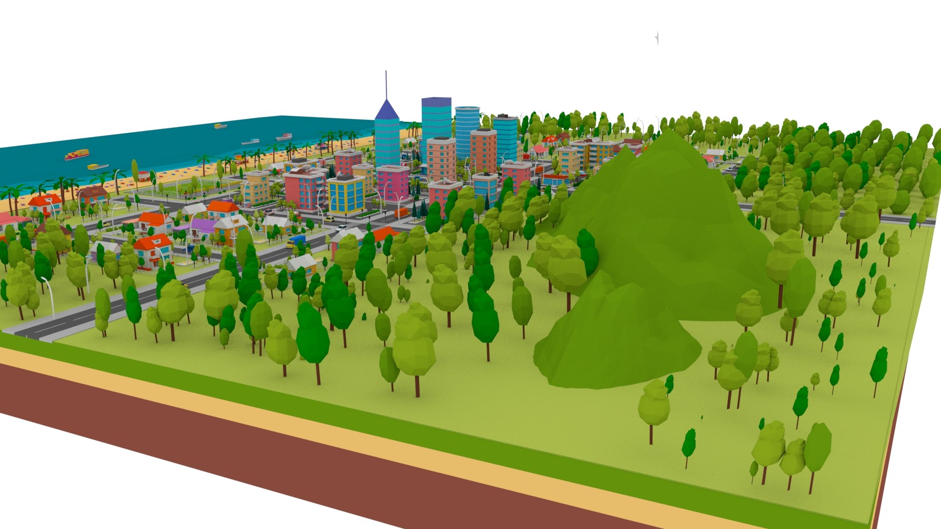 Cartoon City Environment Model Model - TurboSquid 2235285