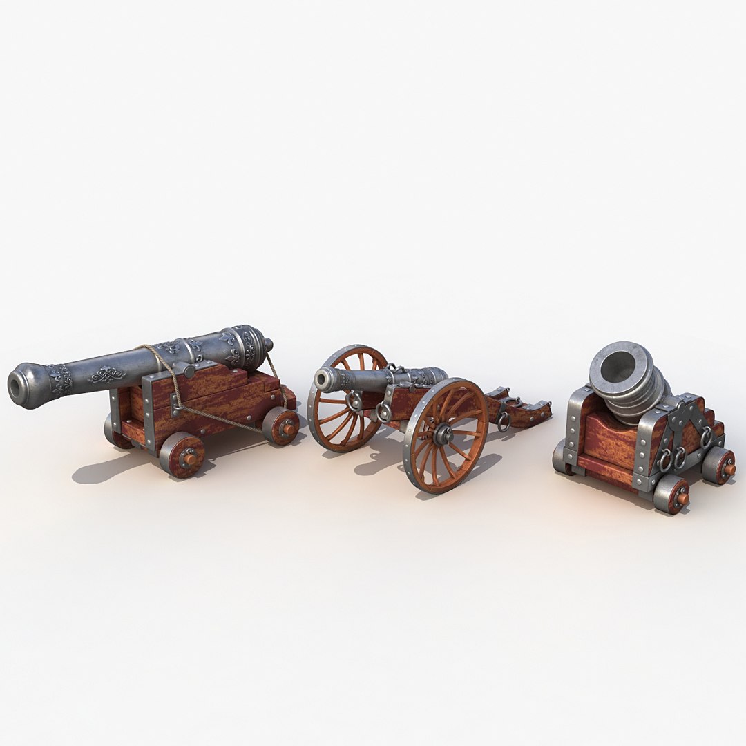 3d Set Cannons Model