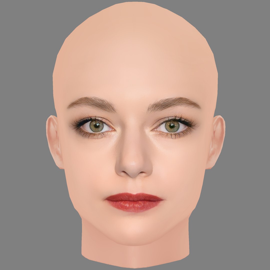 3D Mackenzie Foy Head - No Hair - Low Poly Head For Game Model ...