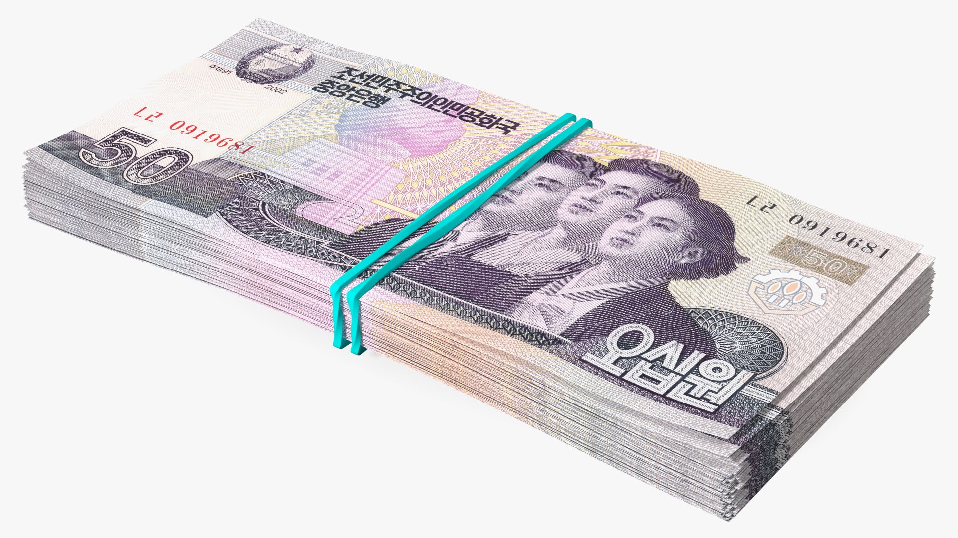 Rubber Band Stack of North Korea 50 Won 3D model - TurboSquid 1725811