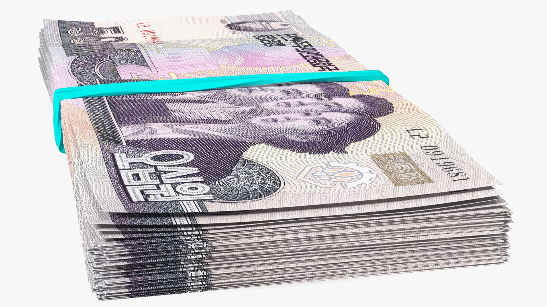 Rubber Band Stack of North Korea 50 Won 3D model - TurboSquid 1725811