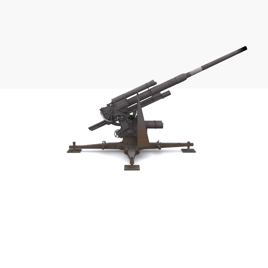 3d Model Of 88 Gun Artillery Flak