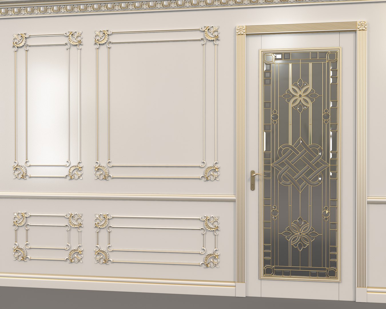 3D Wall Molding In Classic French Style 6 - TurboSquid 2197826