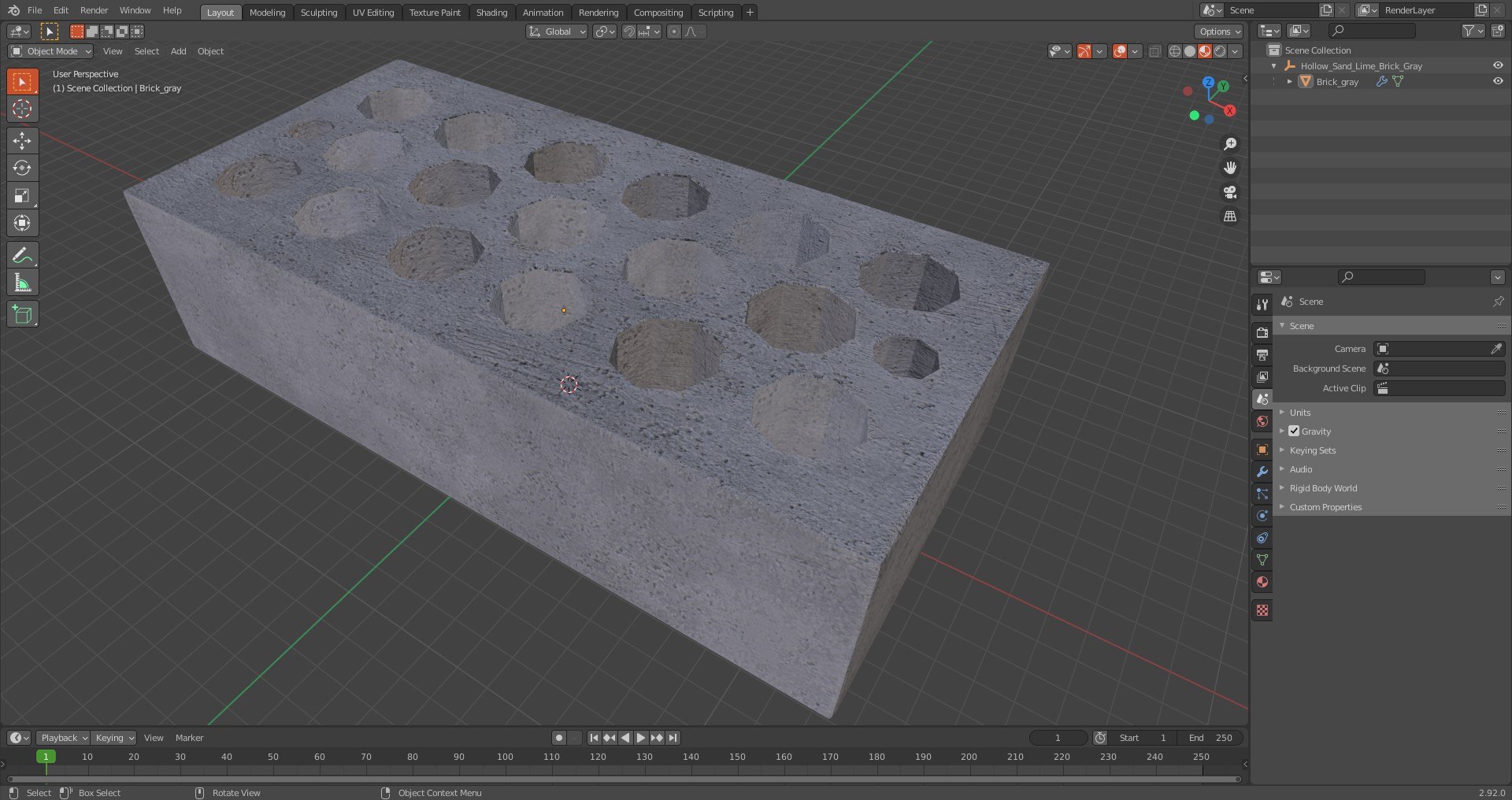 3D Hollow Sand Lime Brick Gray Model - TurboSquid 2146618