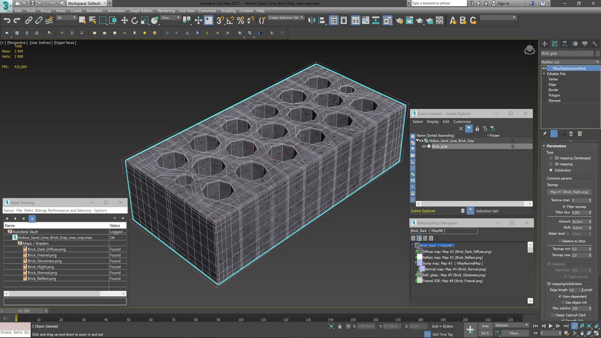 3D Hollow Sand Lime Brick Gray Model - TurboSquid 2146618