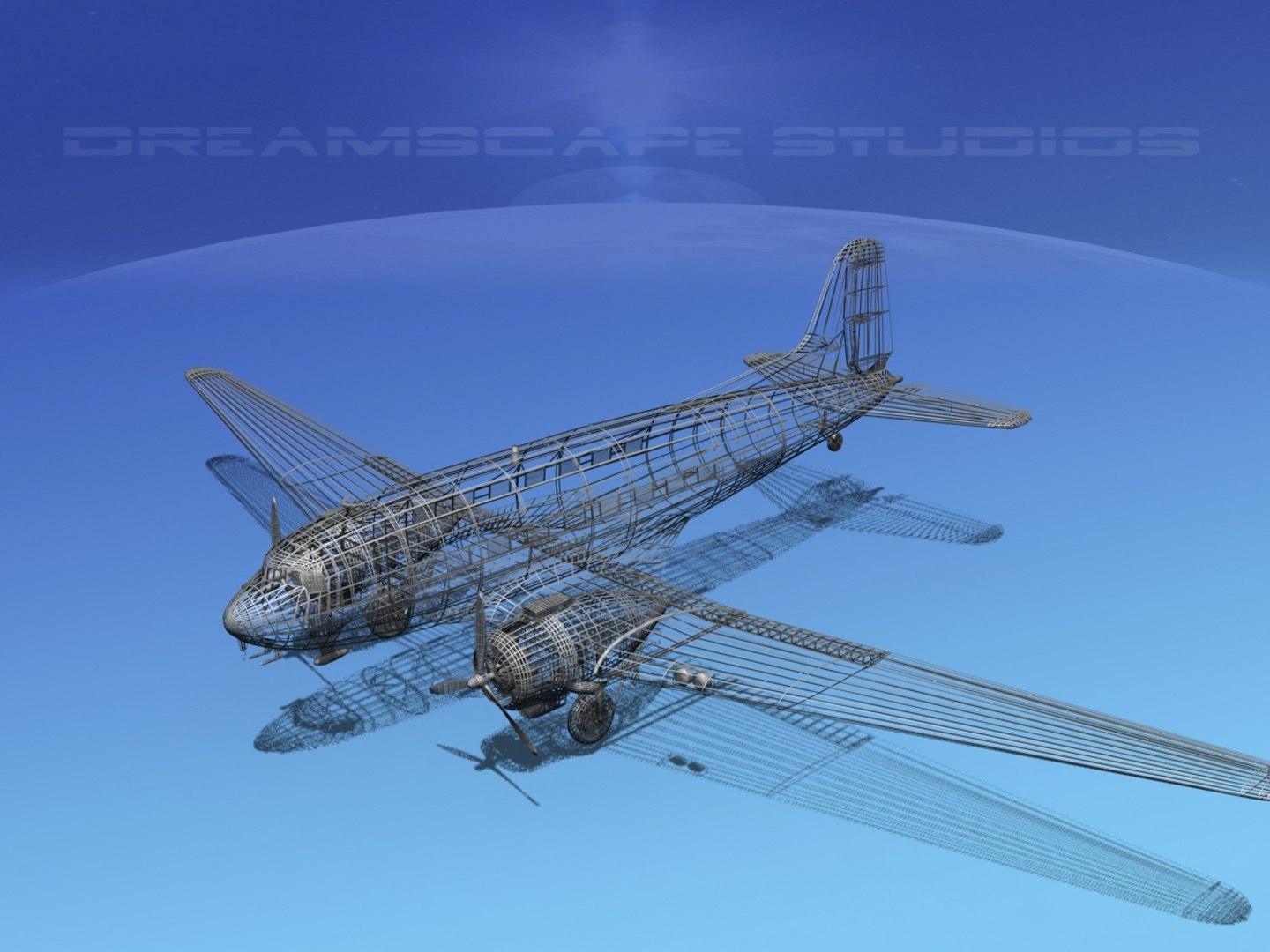 3d model dc-3 airliners douglas
