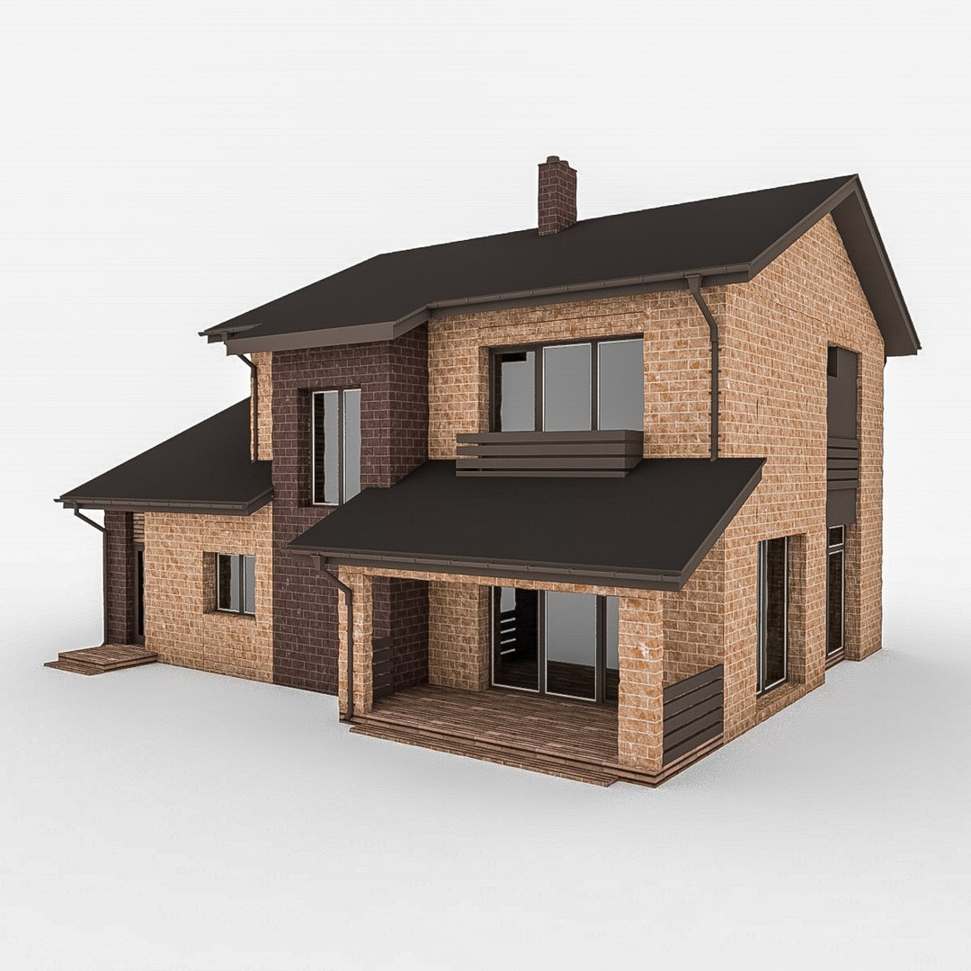 3d Modular Stone House Model