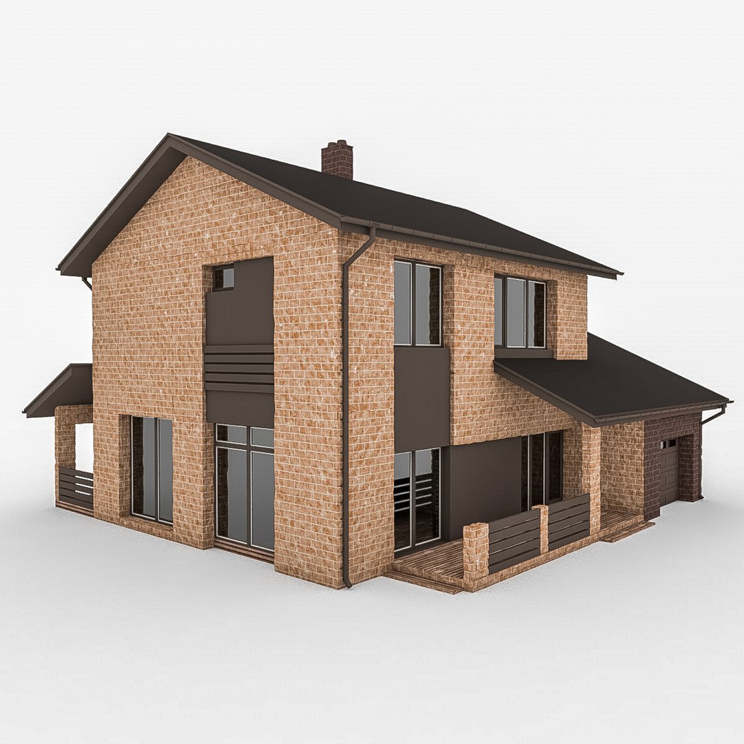 3d Modular Stone House Model