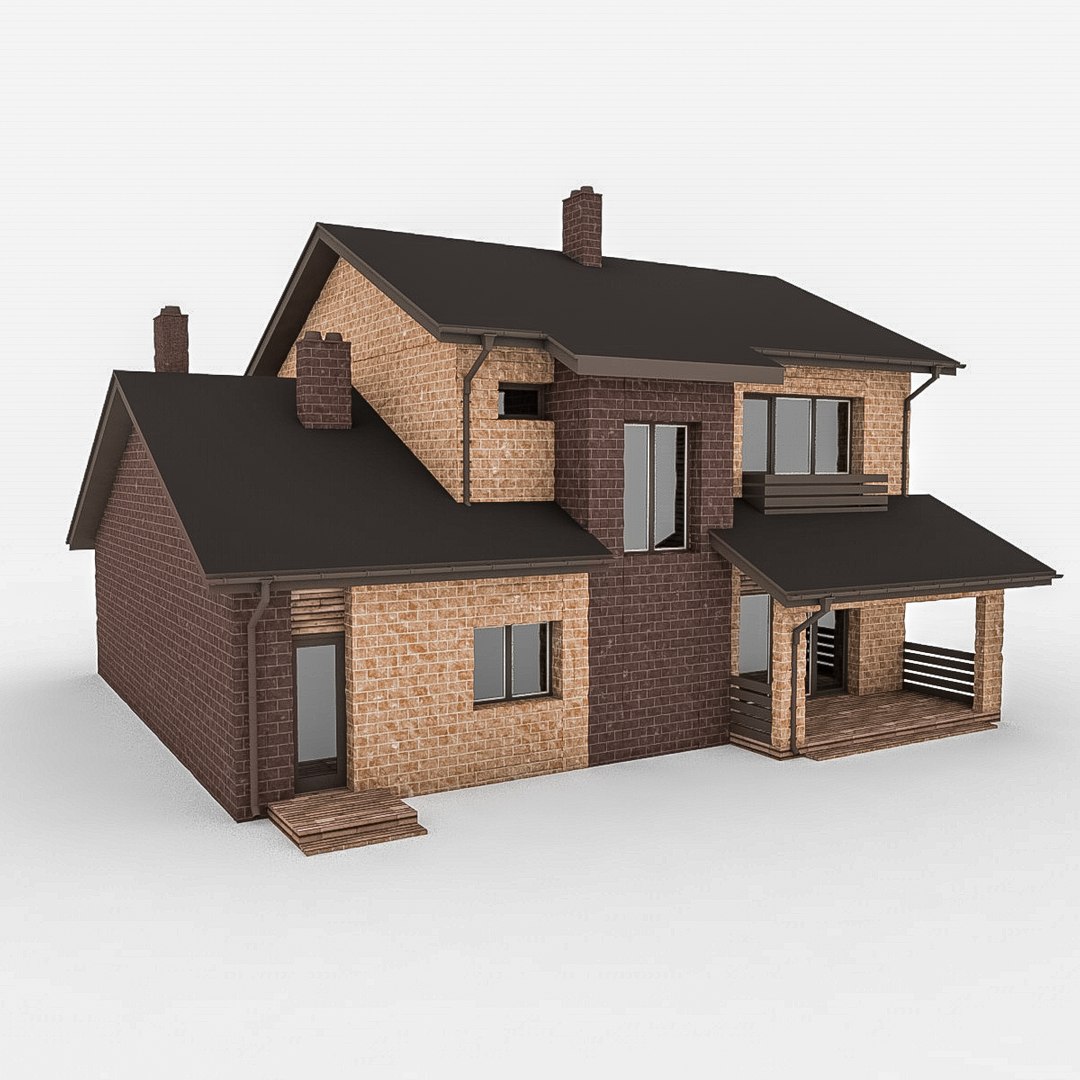 3d Modular Stone House Model