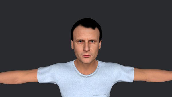 modelo 3d Emmanuel Macron Personaje 3D hiperrealista de cuerpo completo ...