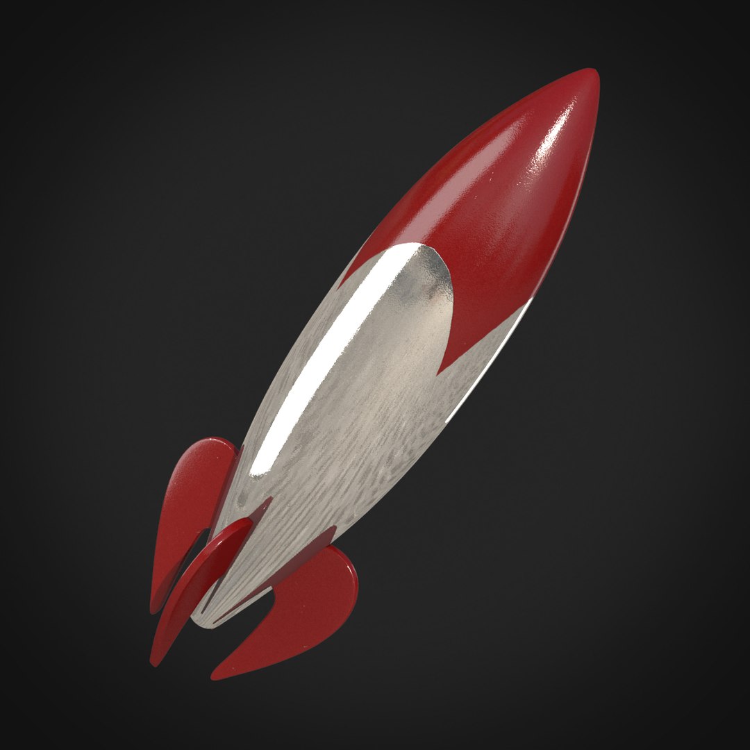 Retro Rocket 3d Model